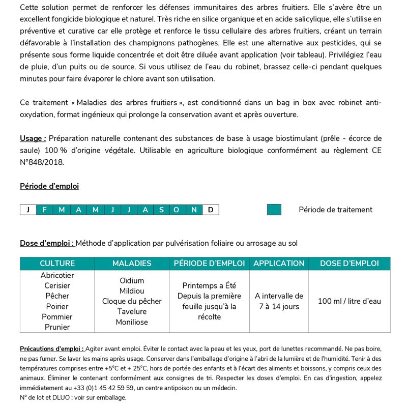Traitement Bio - Maladie des arbres fruitiers 1.5L - Iriso.fr