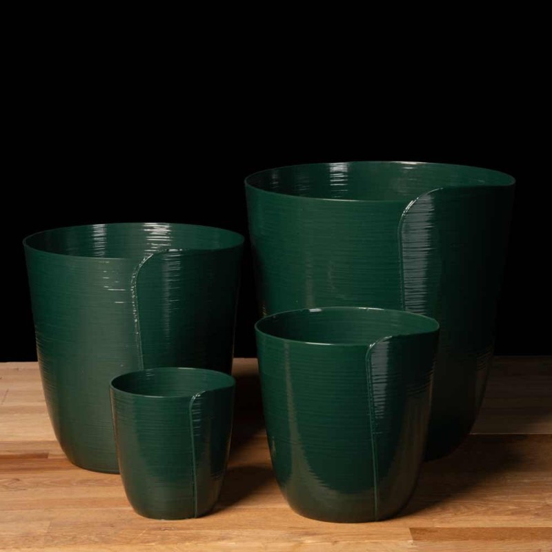 Cache pot vert foncé pour plante Forme tulipe - Iriso.fr
